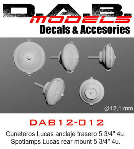DAB Models 12-012 Spotlamps Lucas rear mount 5 3/4"