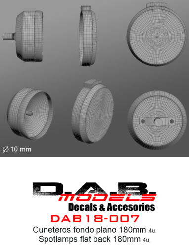 DAB Models 18-007 Spotlamps flat back 180mm