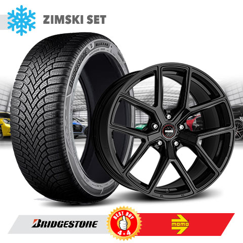 255/45 R19 SET Z BRIDGESTONE + MOMO RF01 STA BLK 5/112