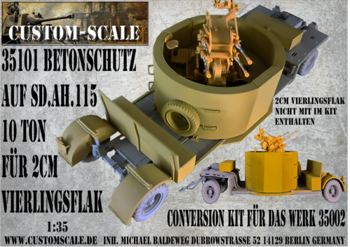 Custom scale 35101 Concrete protection on Sd.Ah. 115 for 2cm quadruple flak conversion kit
