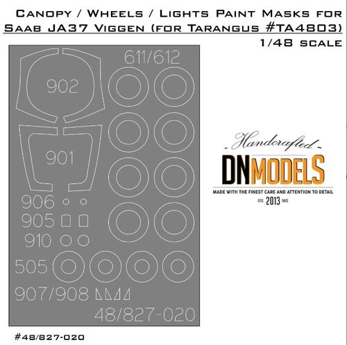 DN Models 48-827-020 Canopy, Wheels And Lights Mask Set Saab 37 Viggen