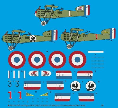 Peddinghaus-Decals 4032 France WW I: French Breguet 14 B2 - Part 1 (Early): Br.117 (Kaciterlin), Br.131 (Mezergues) And Br.132 (Jannekeyn/Weissmann)