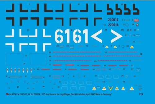 Peddinghaus-Decals 4034 Fw 190D-11, W. Nr. 20014, VFS Des General Der Jäger, Bad Wörishofen, April 1945, Otto Leisner
