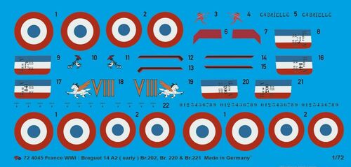 Peddinghaus-Decals 4045 France WW I: Breguet 14 A2 (Early) Br.202, Br.220 And Br.221