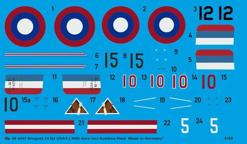 Peddinghaus-Decals 4047 Breguet 14 B2 USAS (96th Aero Incl. Koblenz Raid)