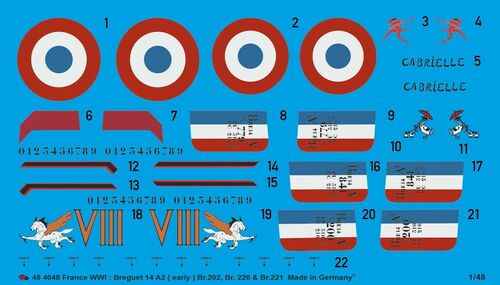 Peddinghaus-Decals 4048 France WW I: Breguet 14 A2 (Early) Br.202, Br.220 And Br.221