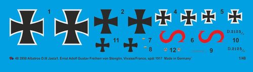 Peddinghaus-Decals 3950 Albatros D. III, Jasta 12, Paul Osterroht, Aubigny/France, March 1917