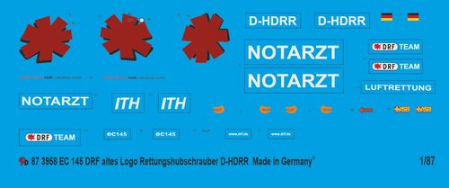 Peddinghaus-Decals 3958 EC 145 DRF Old Logo Rescue Helicopter D-HDRR