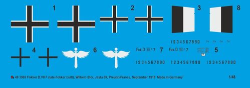 Peddinghaus-Decals 3969 Fokker D.VII F (Late Fokker Build), Wilhelm Stör, Jasta 68, Preutlin/France, September 1918