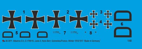 Peddinghaus-Decals 3971 Albatros D.II D.1799/16, Jasta 5, Hans Beer, Gonnelieu/France, Winter 1916/1917