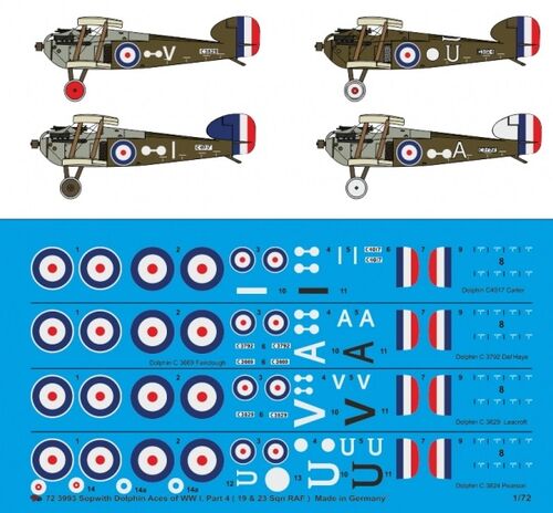 Peddinghaus-Decals 3993 Sopwith Dolphin Aces Of WW I Part 4 (19 And 23 Sqn RAF)