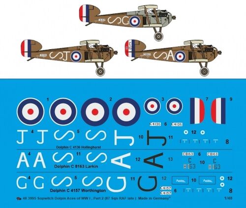 Peddinghaus-Decals 3995 Sopwith Dolphin Aces Of WW I, Part 2 (87 Sqn RAF Late)