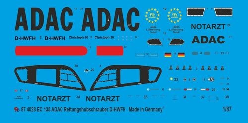 Peddinghaus-Decals 4028 EC 135 Rescue Helicopter ADAC D-HWFH