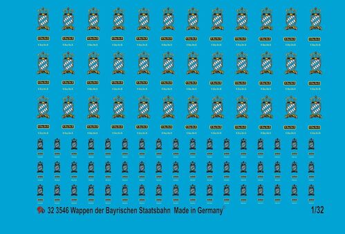 Peddinghaus-Decals 3546 Coat Of Arms Of The Bavarian State Railways Different Sizes