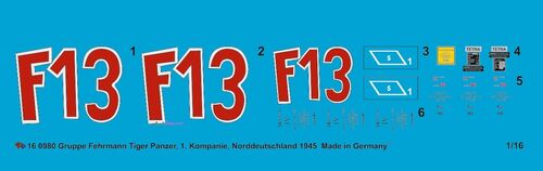 Peddinghaus-Decals 0980 1. Komp Group Fehrmann Fw. Bellof North Germany 1945