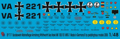 Peddinghaus-Decals 0717 Markings For German Bundesmarine Sea Hawk
