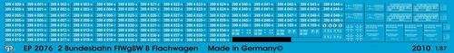 Peddinghaus-Decals 2076 2 Bundesbahn FIWgBw B Bundeswehr Tank Flat Cars