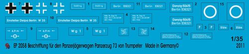 Peddinghaus-Decals 2058a Markings For The Panzerjägerwagen For Trumpeter BP 73
