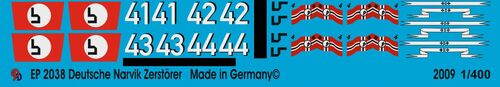 Peddinghaus-Decals 2038 German Narvik Destroyers 4 Different Versions