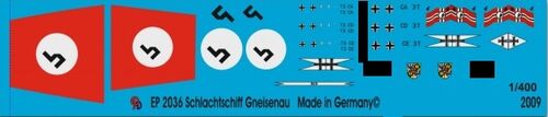 Peddinghaus-Decals 2036 Battleship Gneisenau Markings