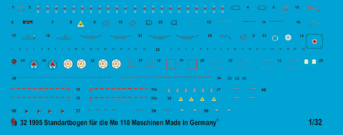 Peddinghaus-Decals 1995 Stencils For Dragons Me 110 Planes