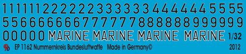 Peddinghaus-Decals 1162 Numbers German Bundesluftwaffe