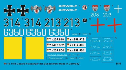 Peddinghaus-Decals 1183 Bundeswehr Gepard Diff. Versions 5. Pz Flak Btl 12 And Others