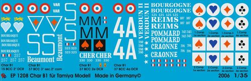 Peddinghaus-Decals 1208 4 Versions For Char B 1 Bis