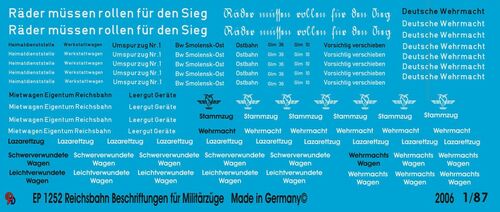 Peddinghaus-Decals 1252 Markings For German Military Trains