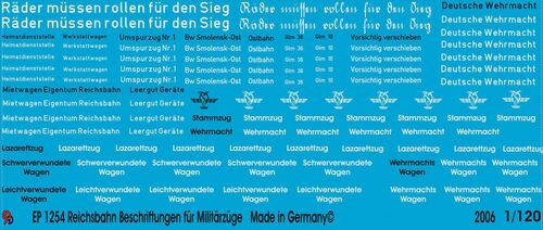 Peddinghaus-Decals 1254 Markings For German Military Trains