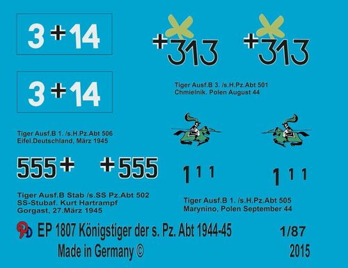 Peddinghaus-Decals 1807 4 King Tiger Of The s. Pz. Divisions 1944-1945