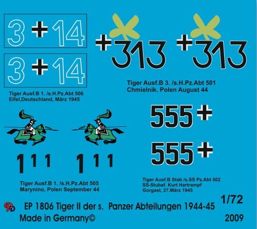 Peddinghaus-Decals 1806 4 King Tiger Of The s. Pz. Divisions 1944-1945