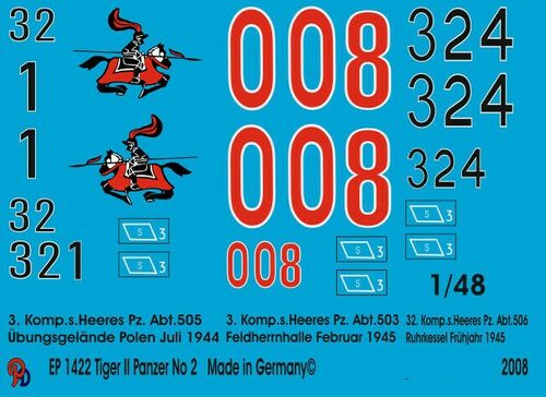 Peddinghaus-Decals 1422 King Tiger Tanks Markings No. 2
