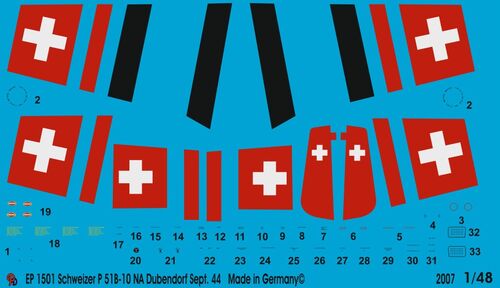 Peddinghaus-Decals 1501 N.A. P-51B-10NA Of The Swiss Airforce, Dubendorf September 1944