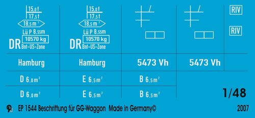 Peddinghaus-Decals 1544 Markings For GG Wagon With Brake House