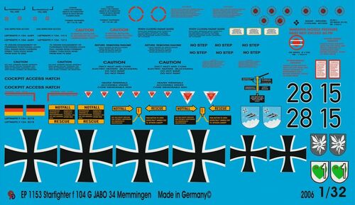Peddinghaus-Decals 1153 German Starfighter Jabo 34 Memmingen