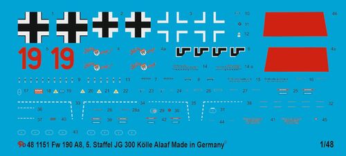 Peddinghaus-Decals 1151 FW 190 A8 5. Staffel JG 300 "Kölle Alaaf"