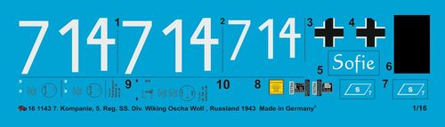 Peddinghaus-Decals 1143 Panther 7. Comp. 5. Reg. SS Div. Viking Oscha Wolf Russia 1943