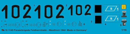 Peddinghaus-Decals 1140 Panther Tank Brigade Feldherrnhalle Western Front 1944