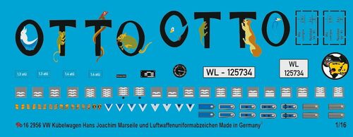 Peddinghaus-Decals 2956 Markings For VW Kübelwagen Of Hans Joachim Marseile And German Airforce Insignia