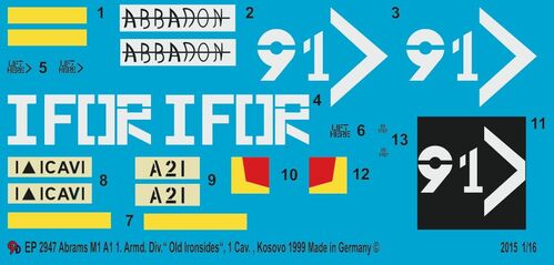 Peddinghaus-Decals 2947 Markings For Abrams M1A1 "Old Ironsides" During Kosovo 1999