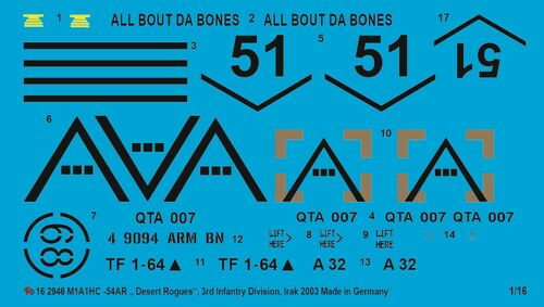 Peddinghaus-Decals 2946 Markings For Abrams M1A1 HC Desert Rogues Iraq 2003
