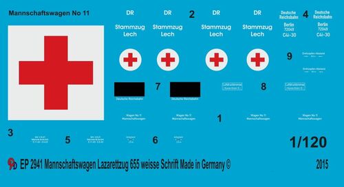Peddinghaus-Decals 2941 Markings For The Crew Wagon Of The German Ambulance Train 655