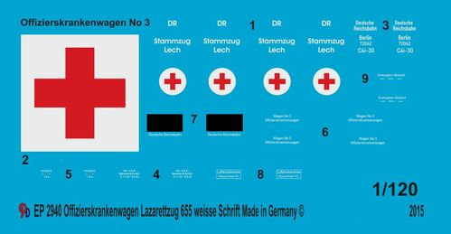 Peddinghaus-Decals 2940 Markings For Officer Ambulance Wagon Of The German Train 655