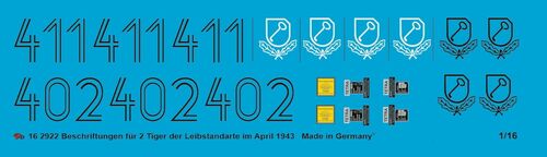 Peddinghaus-Decals 2922 Markings For 2 Tiger I Of The Leibstandarte In April 1943