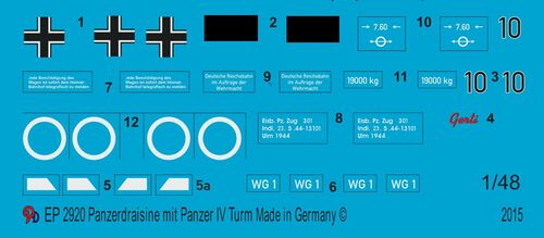 Peddinghaus-Decals 2920 Markings For Verlinden Tank Trolley With Panzer IV Turret
