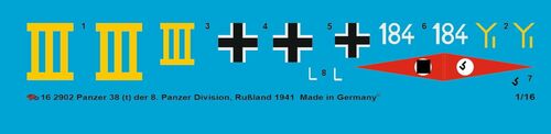 Peddinghaus-Decals 2902 Markings For Panzer 38 (t), 8. German Tank Div., Russia 1941