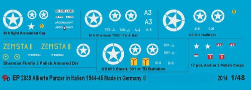 Peddinghaus-Decals 2839 Allied Tanks In Italy 1944-1945