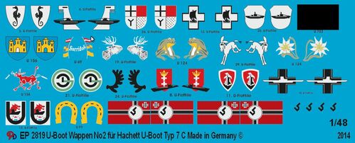 Peddinghaus-Decals 2819 U-Boot Markings No. 2 For Hachett Submarine