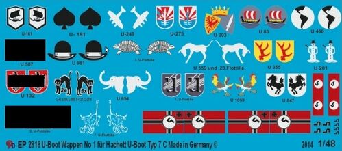 Peddinghaus-Decals 2818 U-Boot Markings No. 1 For Hachett Submarine